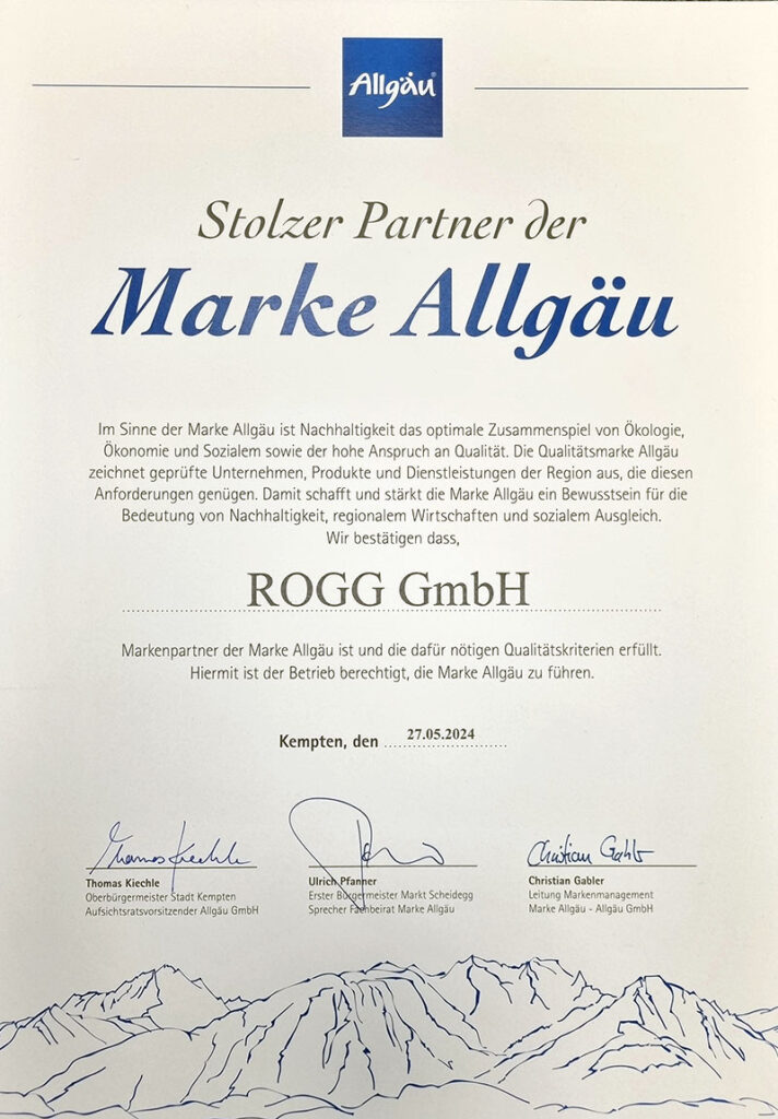 Unsere Zertifikate - ROGG GmbH - 87496 Untrasried